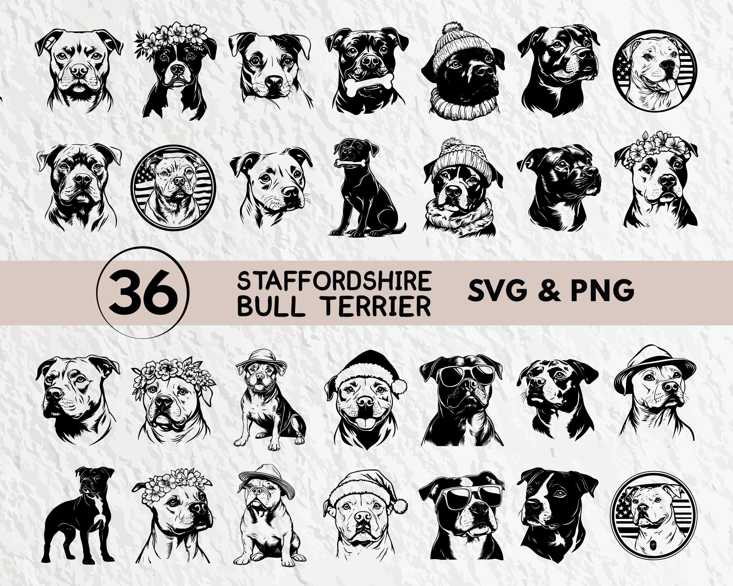Staffordshire Bull Terrier SVG Bundle: Dog Silhouette Clipart (PNG) - Etsy