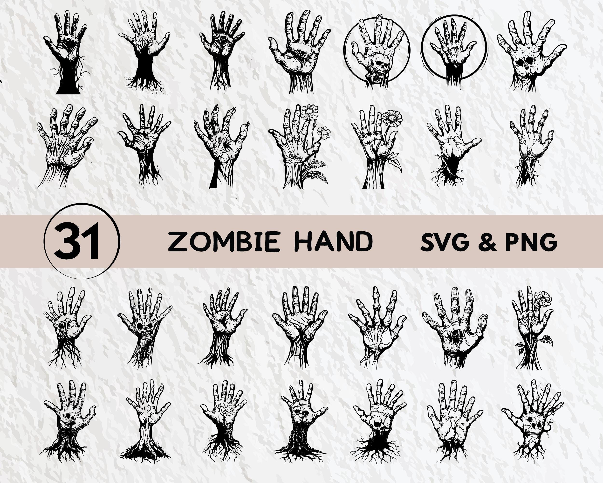 Zombie Hand Svg Bundle, Zombie Hand Silhouette, Zombie Hand Clipart Png ...