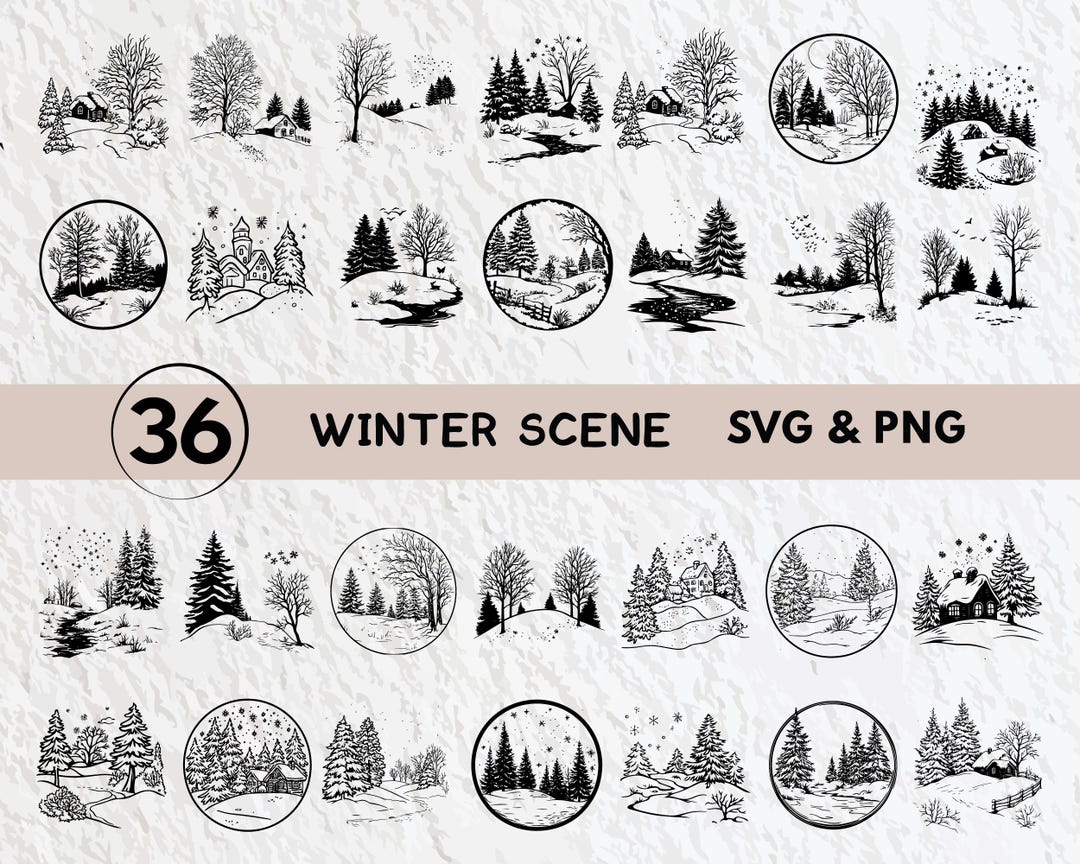 Winter Scene Svg Bundle, Winter Scene Silhouette, Winter Scene Clipart ...