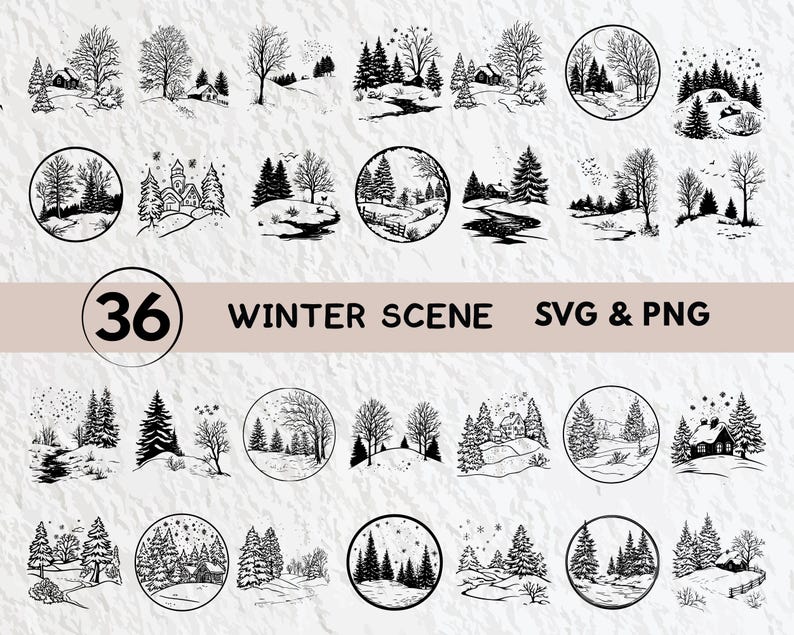 Winter Scene Svg Bundle, Winter Scene Silhouette, Winter Scene Clipart ...