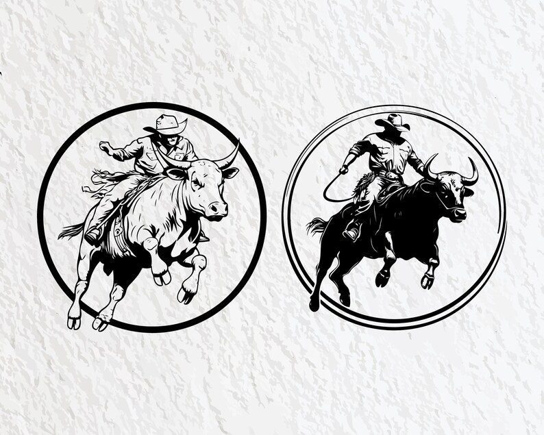 Bull Riding SVG Bundle: Silhouette Clipart, Vector Art (digital ...