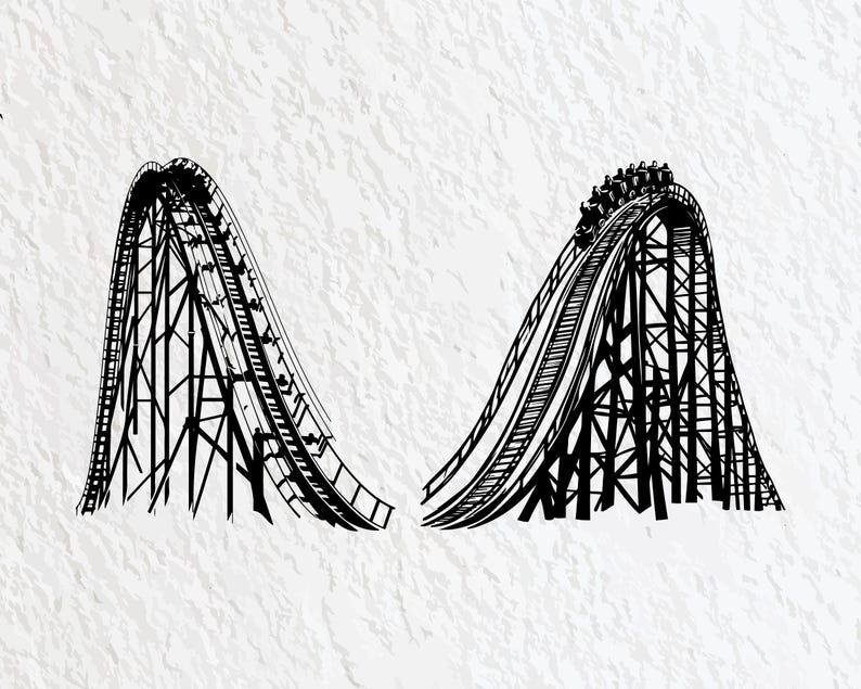 Roller Coaster SVG Bundle: Silhouette Clipart, Logo Icon (digital ...