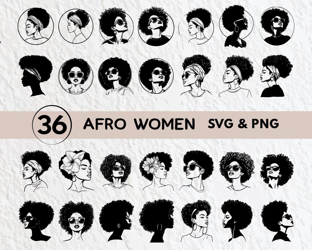 Afro Woman Svg Bundle, Afro Girl Svg, Black Woman Svg, Afro Hair Svg ...