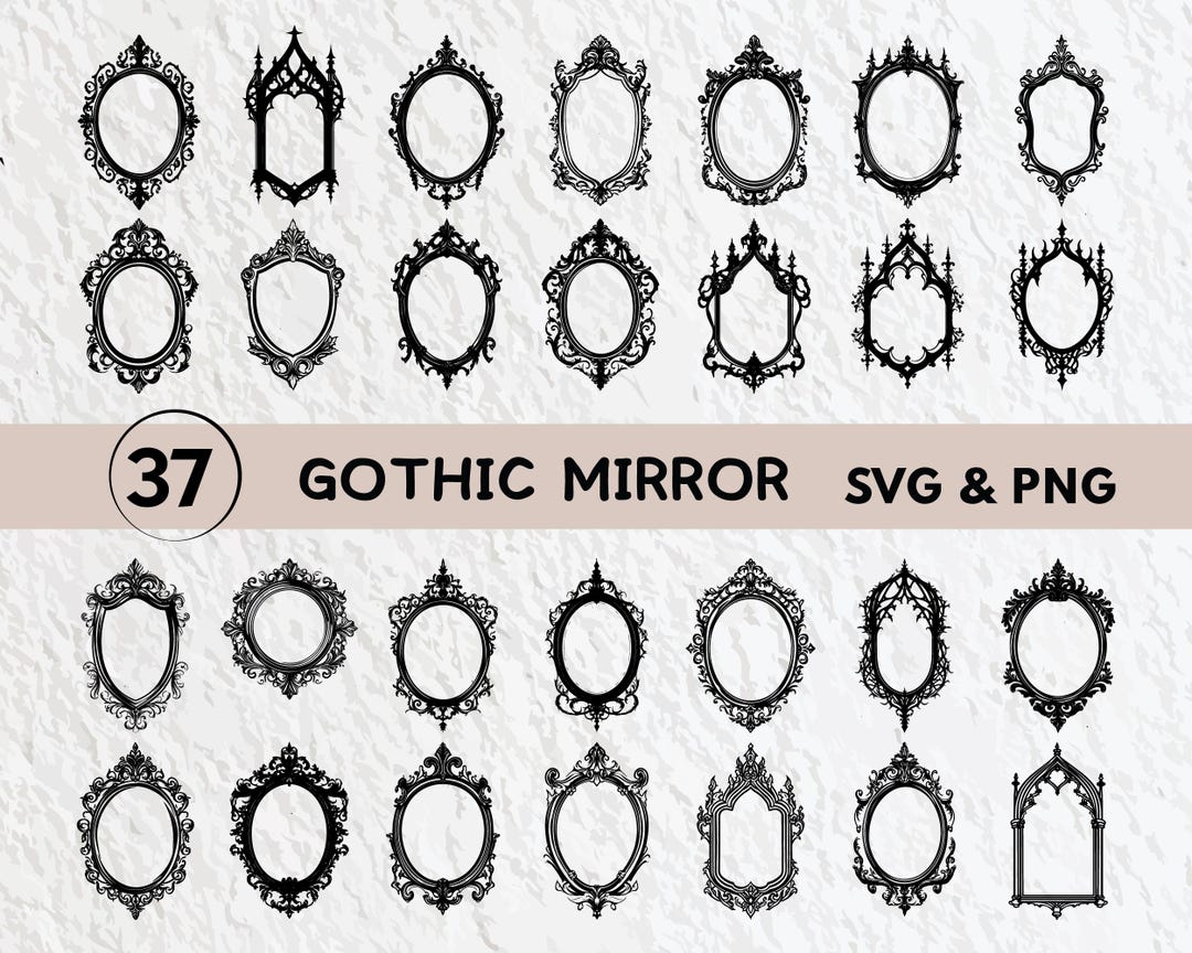 Gothic Mirror SVG Bundle: Silhouette Clipart (PNG, Vector) - Etsy