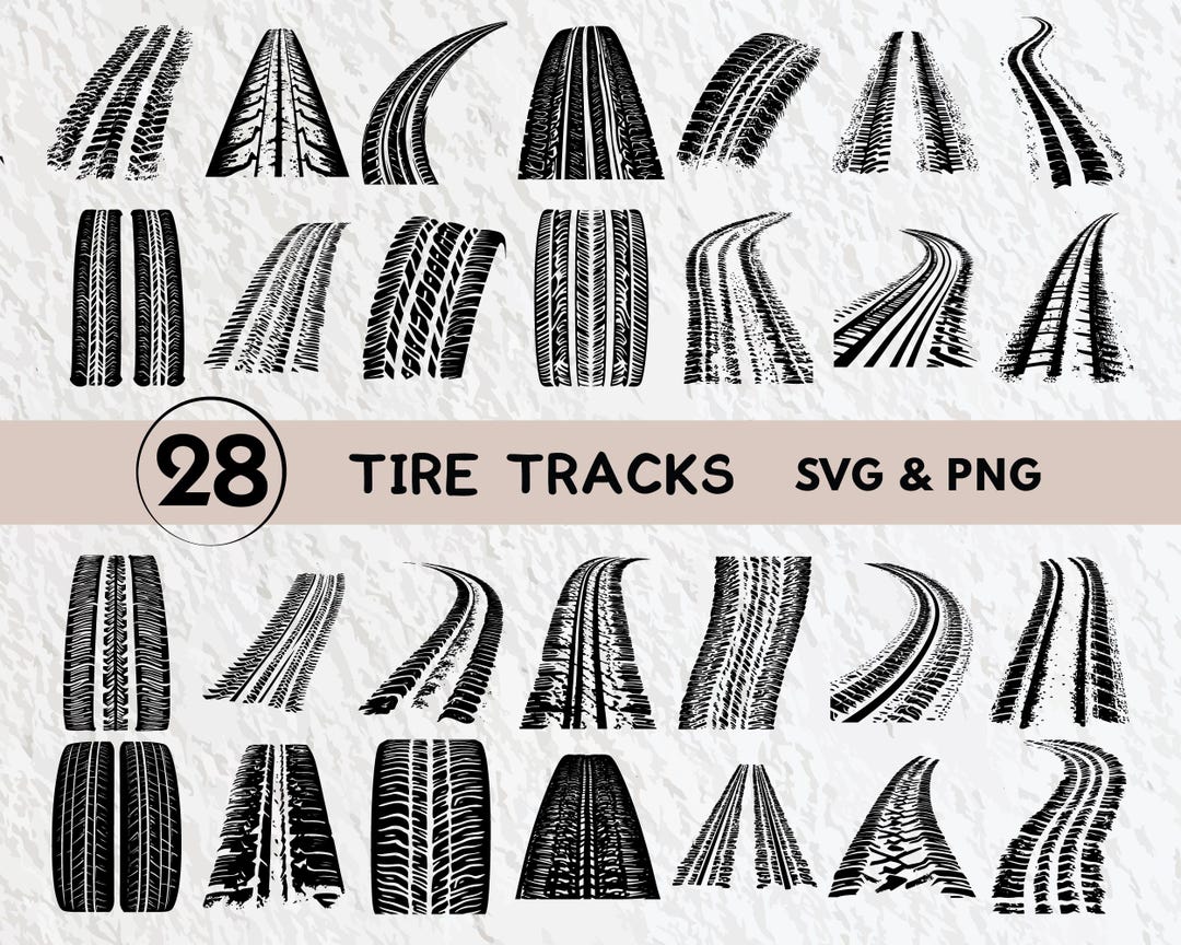 Tire Tracks SVG Bundle: Silhouette Clipart, Vector Cut Files - Etsy