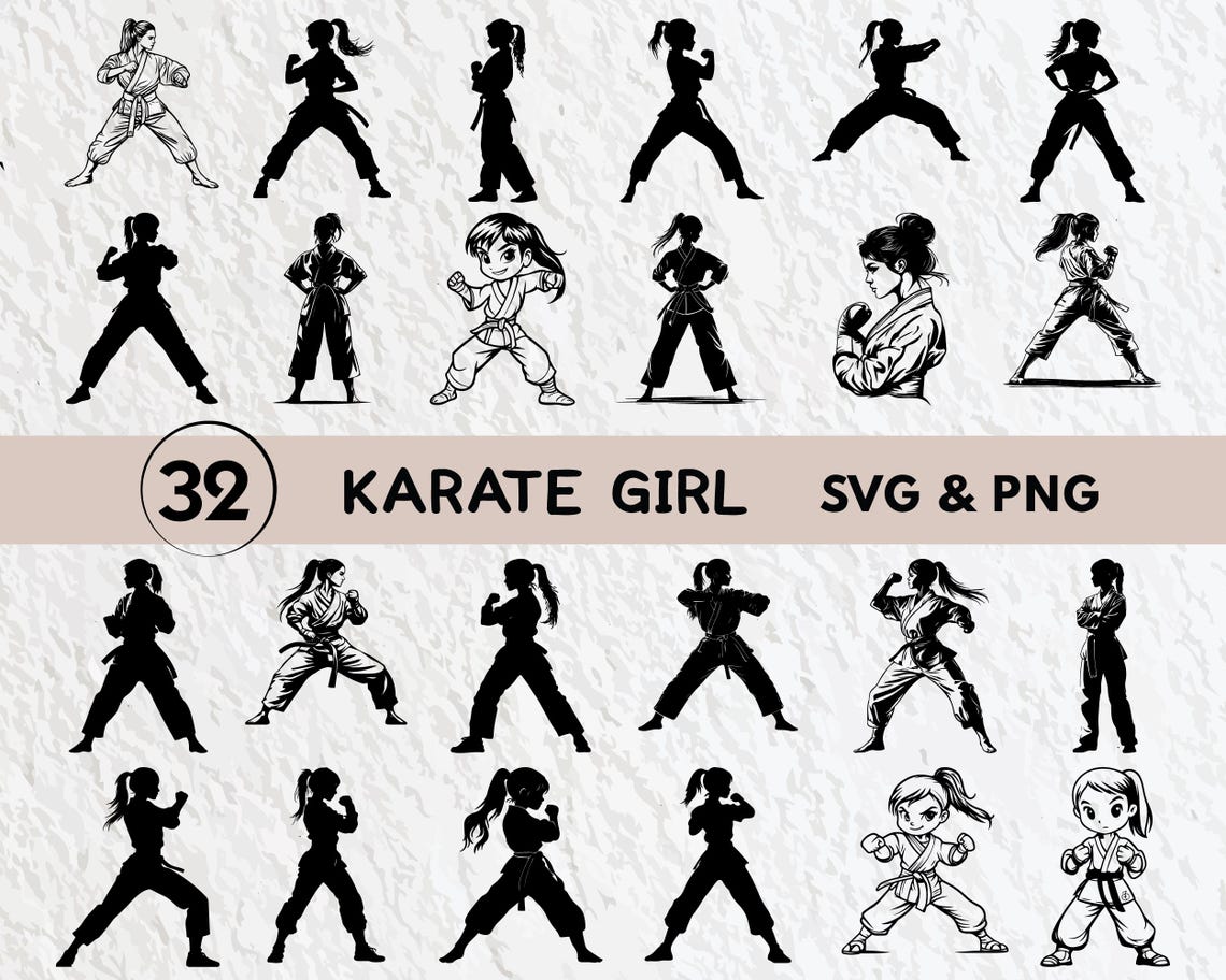 Karate Girl Svg Bundle, Karate Girl Silhouette, Karate Girl Clipart Png ...