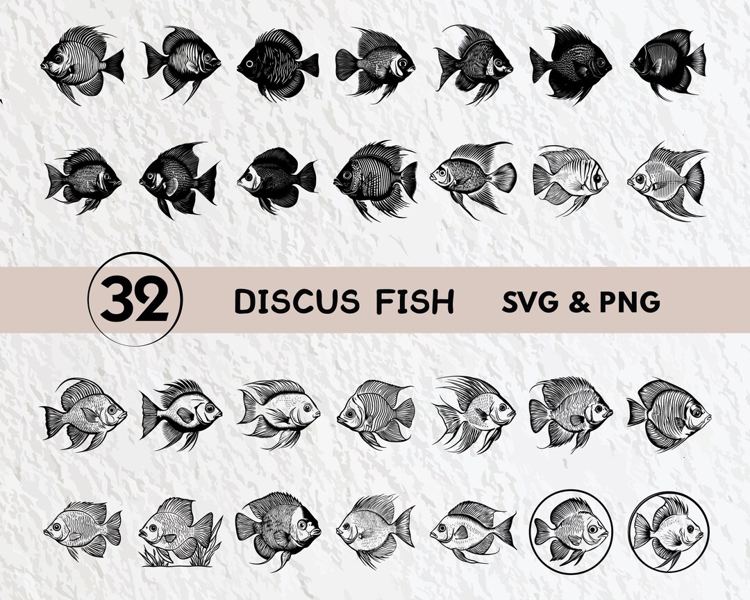 Discus Fish Svg Bundle, Discus Fish Silhouette, Discus Fish Clipart Png ...