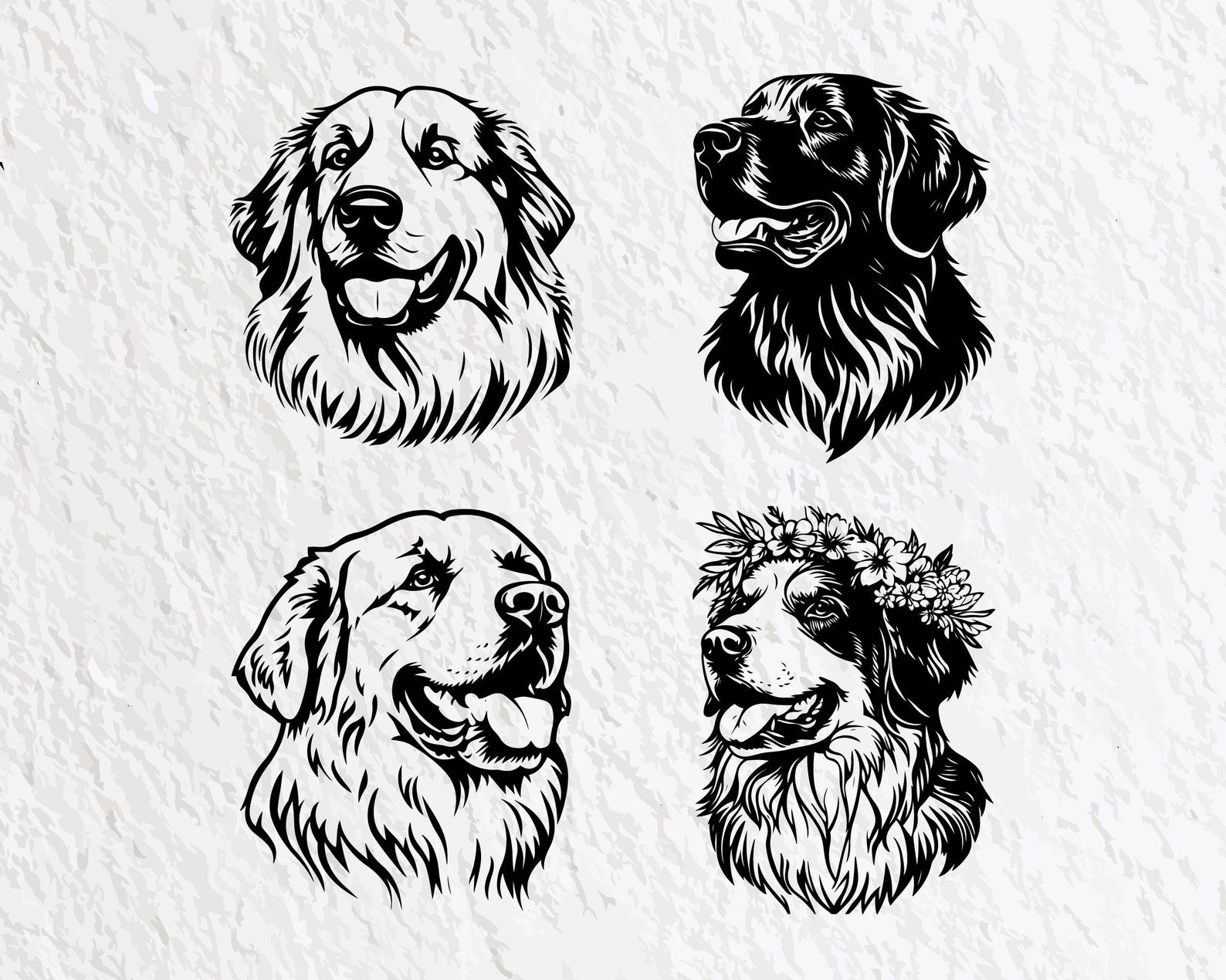 Leonberger Dog SVG Bundle: Silhouette Clipart, Logo Icon Decal (PNG ...