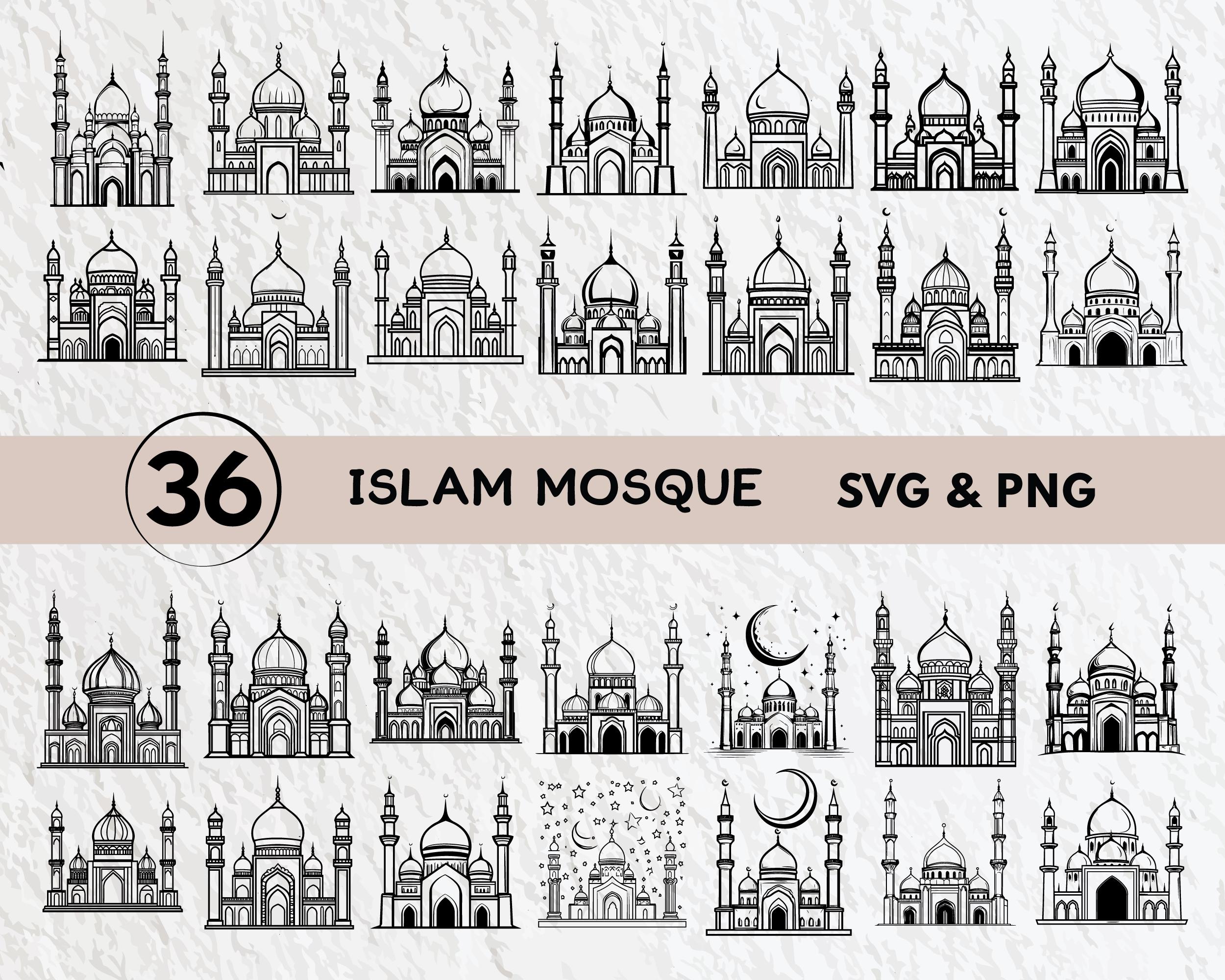 Islam Mosque Svg Bundle, Islam Mosque Silhouette, Islam Mosque Clipart ...