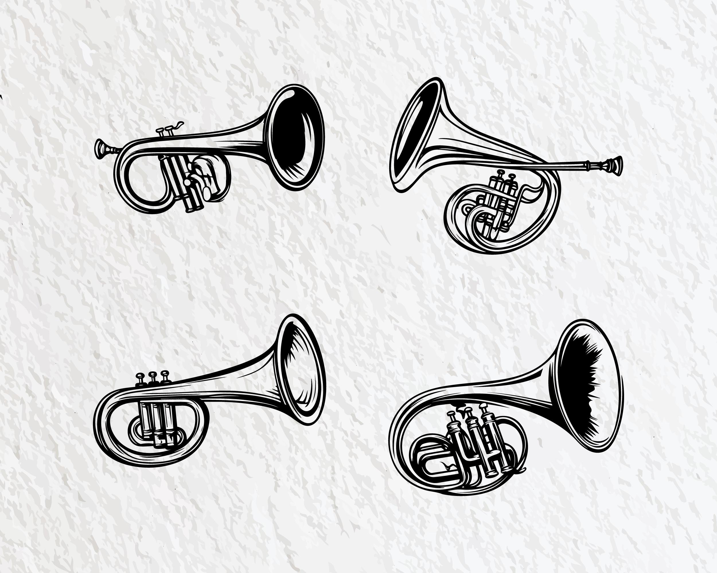 Hunting Horn SVG Bundle: Silhouette Clipart, Logo Icon (PNG, Cut Files ...