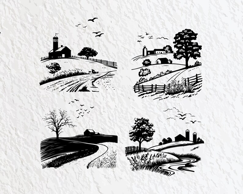 Farm Landscape SVG Bundle: Rustic Farmhouse Designs (PNG, Cricut) - Etsy