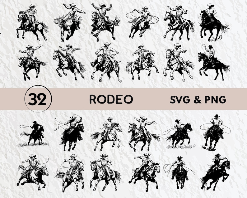 Rodeo Silhouette Svg, Rodeo Svg Bundle, Rodeo Clipart, Rodeo Decal ...