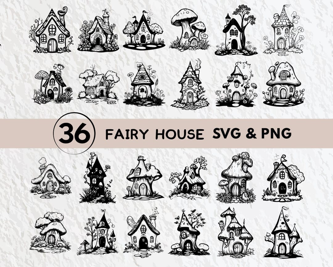 Fairy House SVG Bundle: Silhouette Clipart, Cricut Cut Files (digital ...