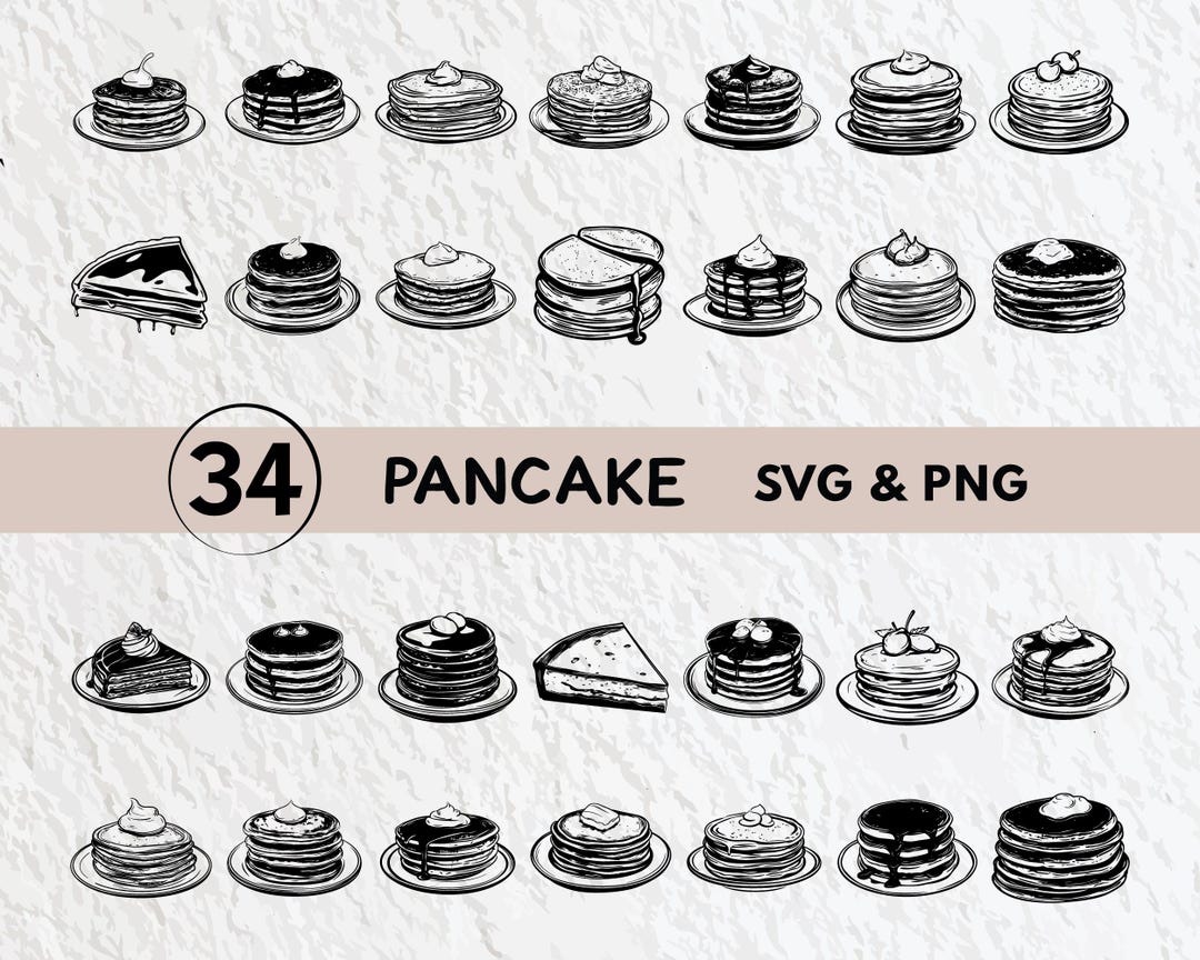 Pancake Svg Bundle, Pancake Silhouette, Pancake Clipart Png, Pancake ...