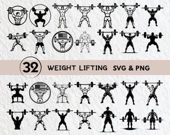 Weight Lifting Svg Bundle, Weight Lifting Silhouette, Weight Lifting ...