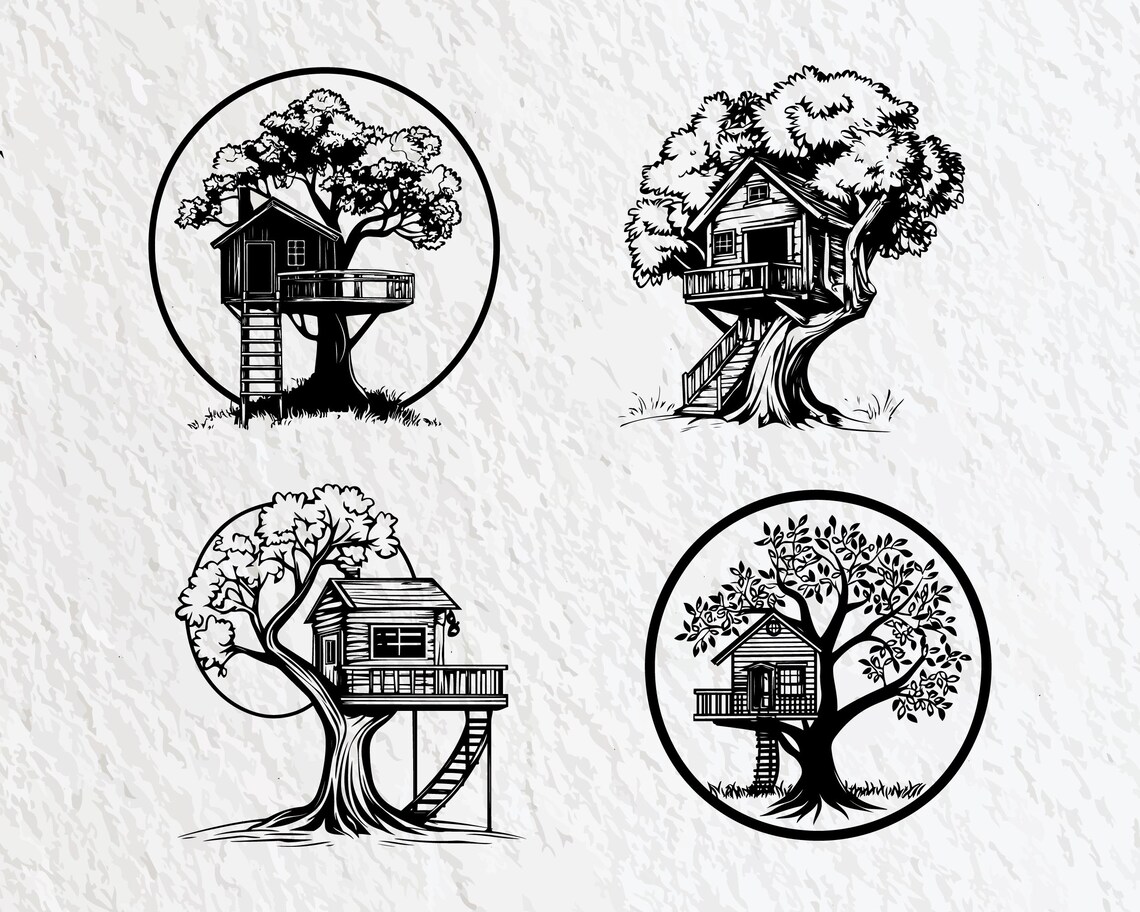 Tree House Svg Bundle, Tree House Silhouette, Tree House Clipart Png ...
