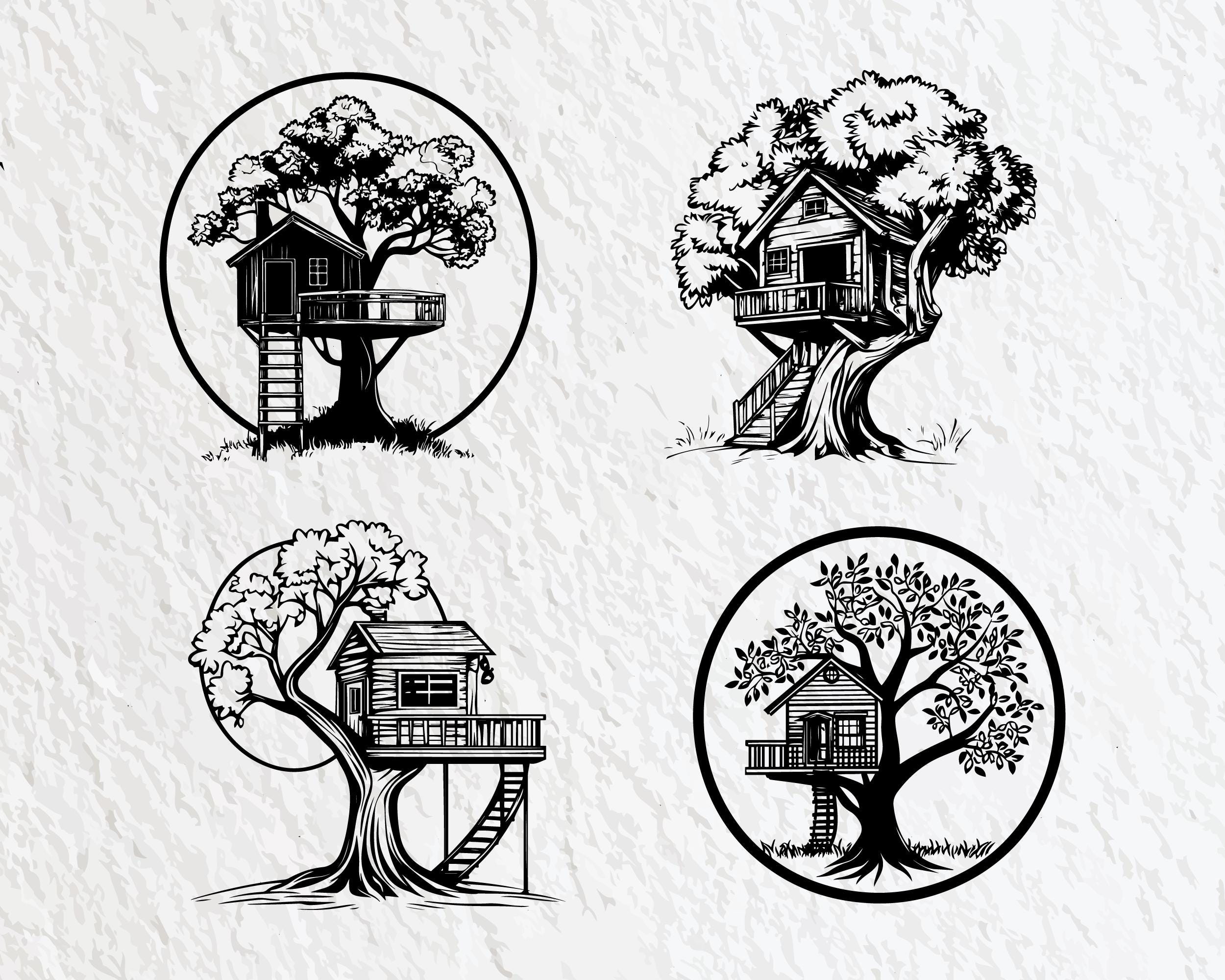 Tree House Svg Bundle, Tree House Silhouette, Tree House Clipart Png ...