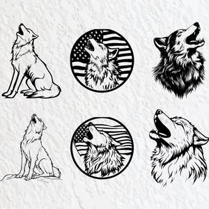 Howling Wolf SVG Bundle: Wolf Outline Art, Cricut Decal (digital ...