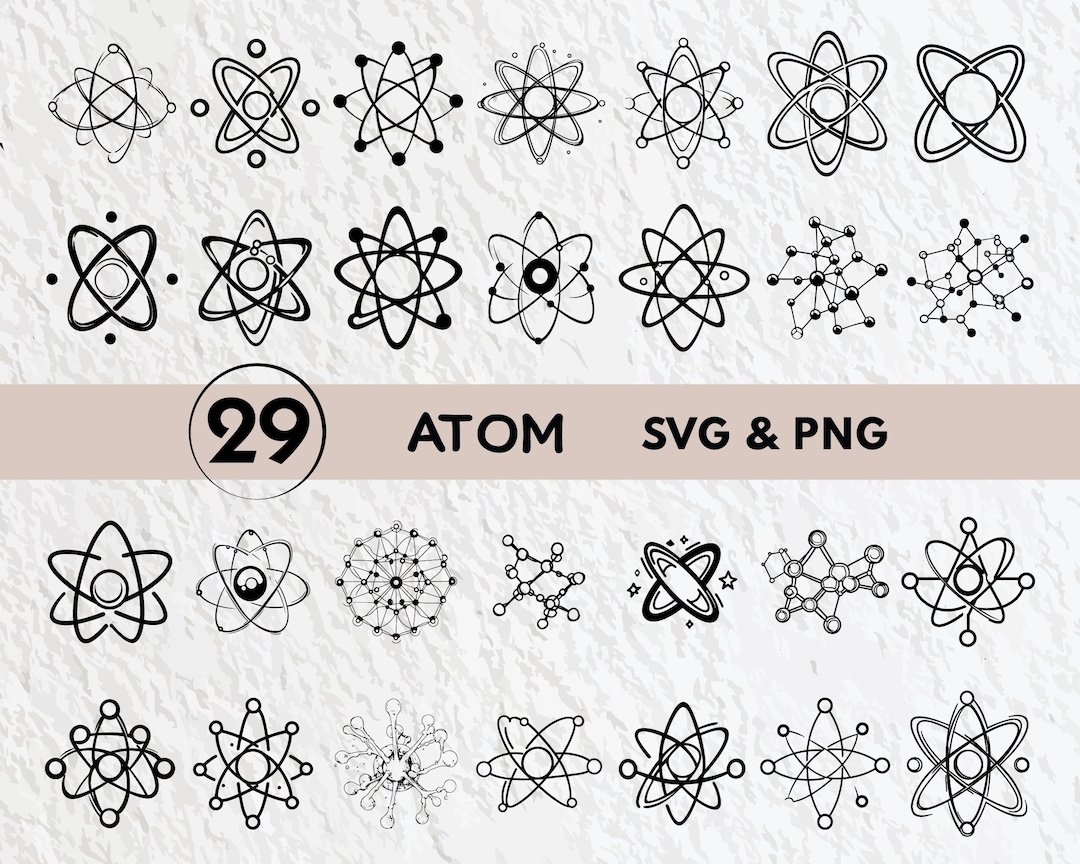 Atom Svg Bundle: Silhouette, Outline, Vector, Logo, Icon (PNG, Cricut ...