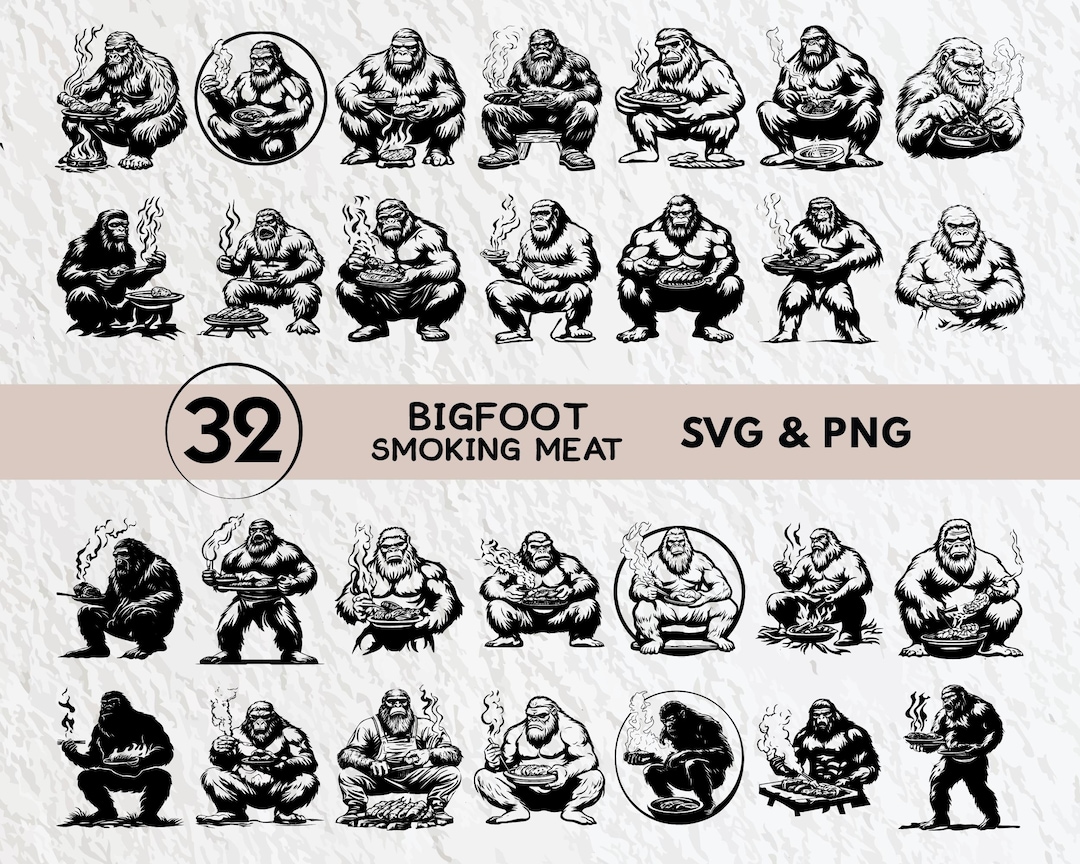 Bigfoot Smoking Meat Svg Bundle, Bigfoot Smoking Meat Silhouette ...