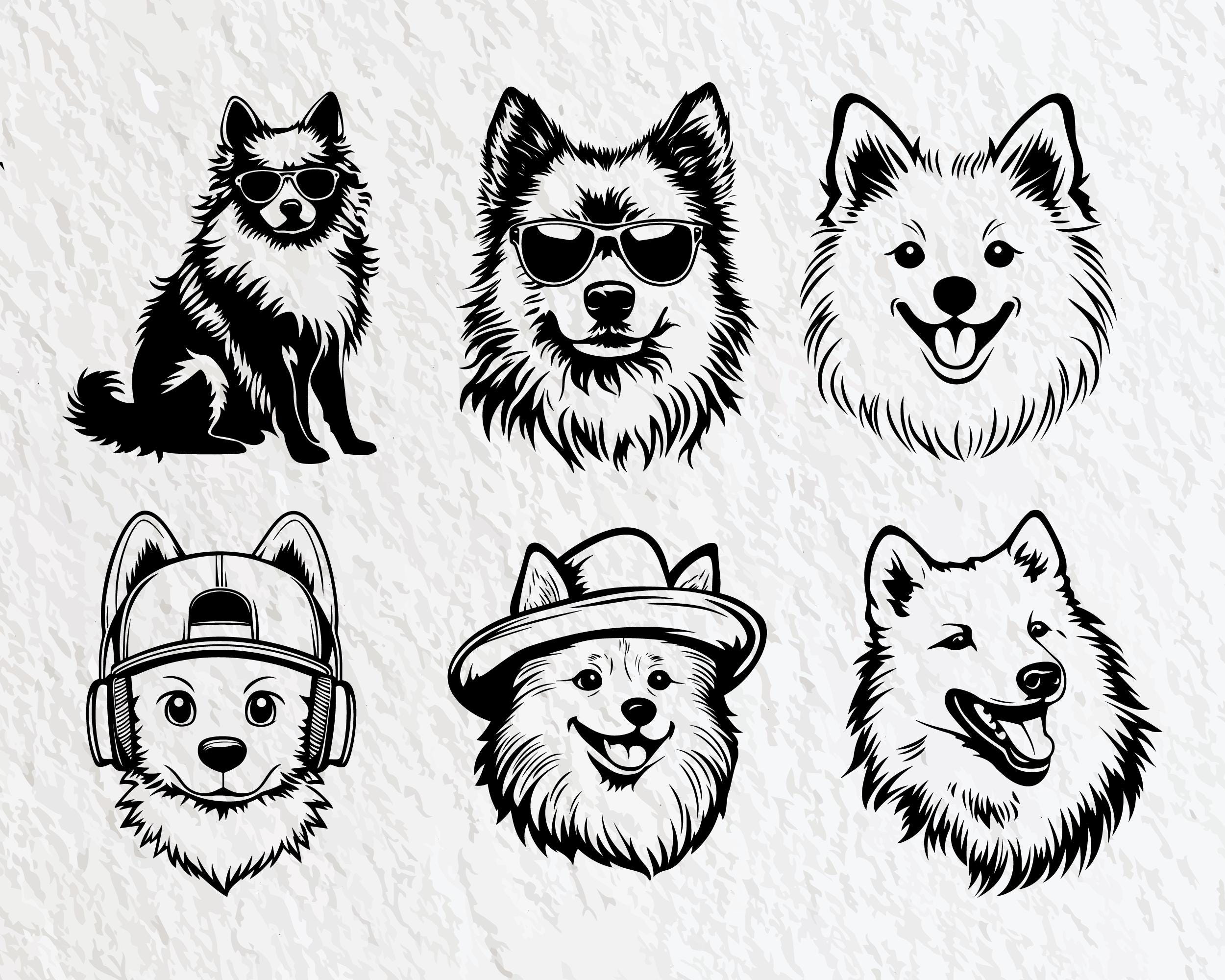 American Eskimo Dog SVG Bundle: Silhouette Clipart, Decal Cut Files ...
