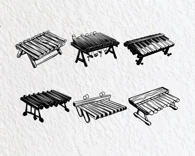 Marimba SVG Bundle: Silhouette Clipart, Vector Logo (digital Download ...
