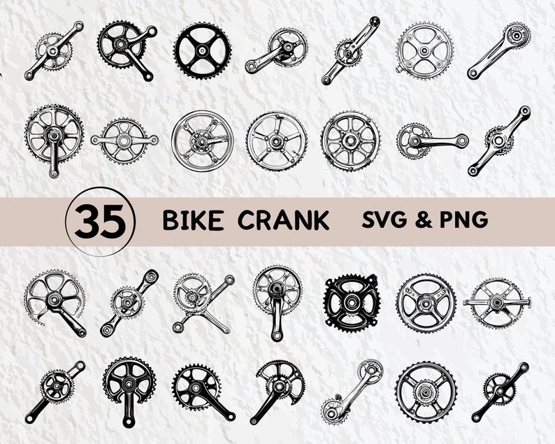 Bike Crank SVG Bundle: Silhouette Clipart Vector (digital Download) - Etsy