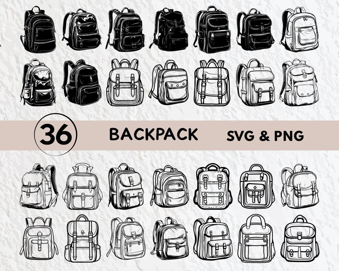 Backpack Svg Bundle, Backpack Silhouette, Backpack Clipart Png ...