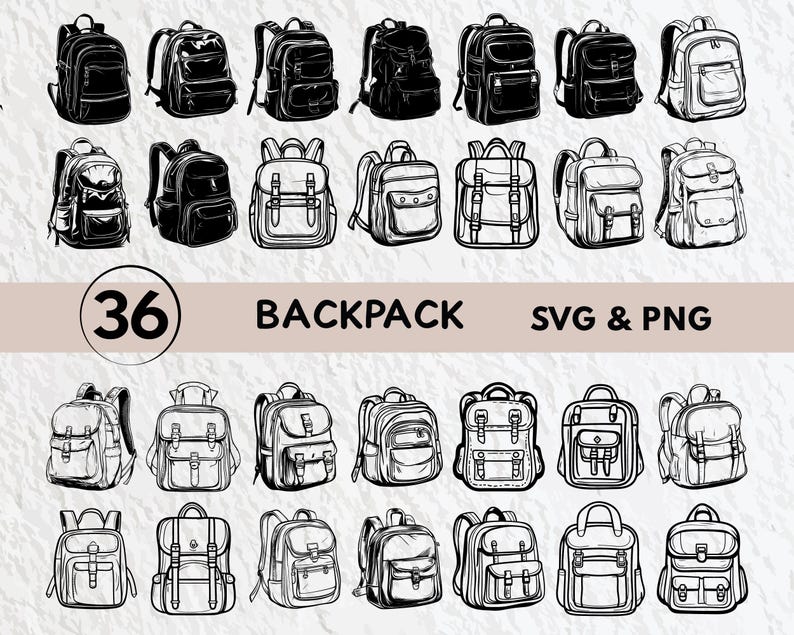 Backpack Svg Bundle, Backpack Silhouette, Backpack Clipart Png ...
