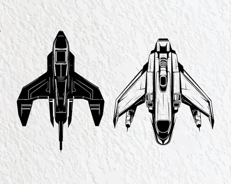 Spaceship SVG Bundle: Silhouette Clipart, Vector Logo Icon (digital ...
