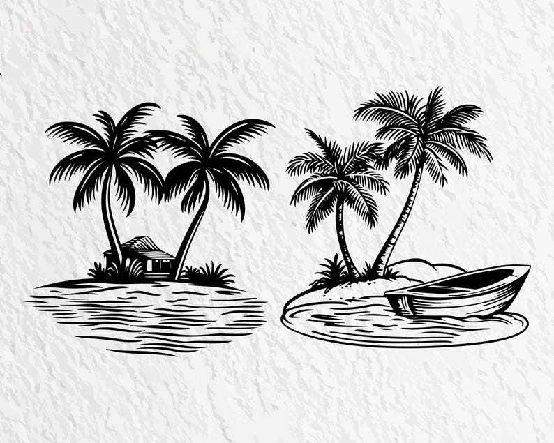 Vacation Island SVG Bundle: Tropical Clipart, Logo Icon (PNG, Vector ...