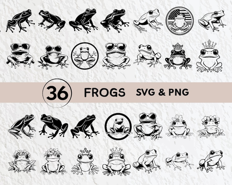 Frogs SVG Bundle: Silhouette Clipart, Vector Cut Files (PNG, Cricut) - Etsy