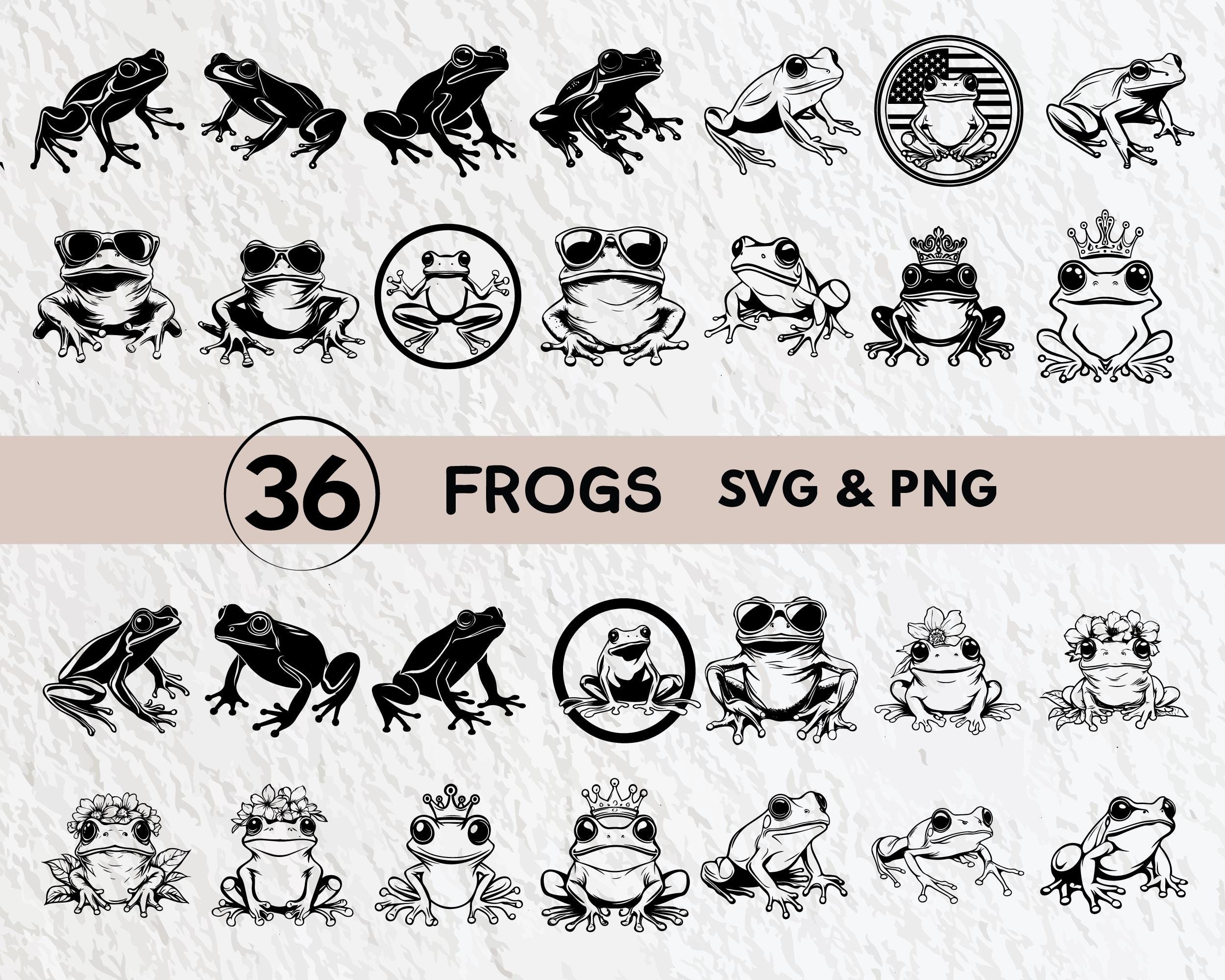 Frogs Svg Bundle, Frogs Silhouette, Frogs Clipart Png, Frogs Outline ...