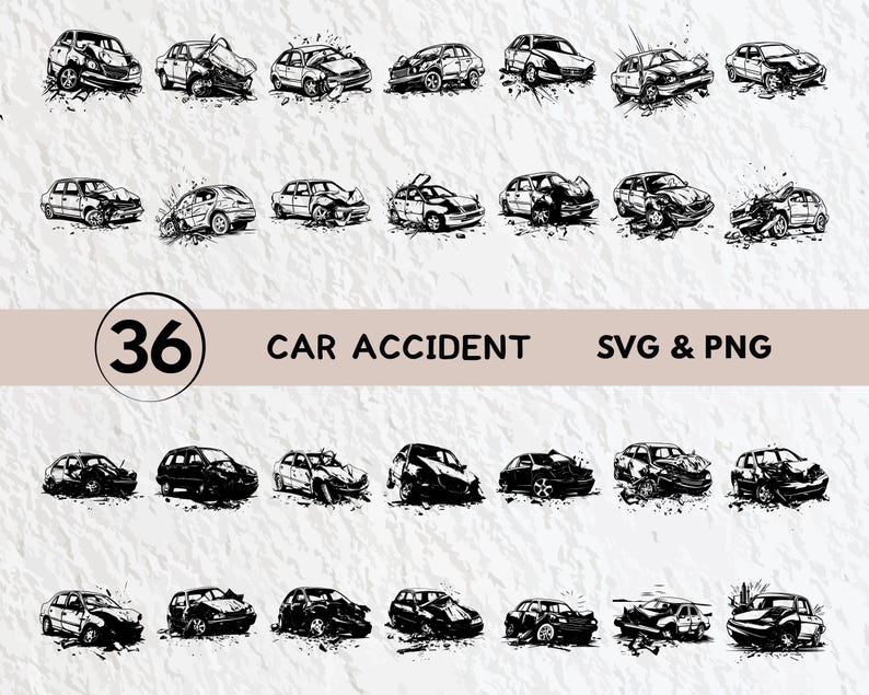 Car Accident SVG Bundle: Clipart, Silhouette, Vector (digital Download ...