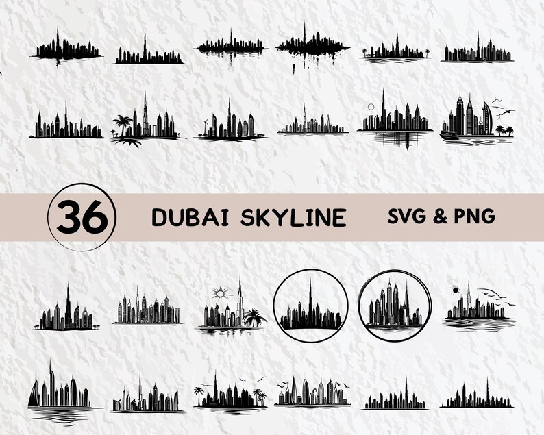 Dubai Skyline Svg Bundle, Dubai Skyline Silhouette, Dubai Skyline ...
