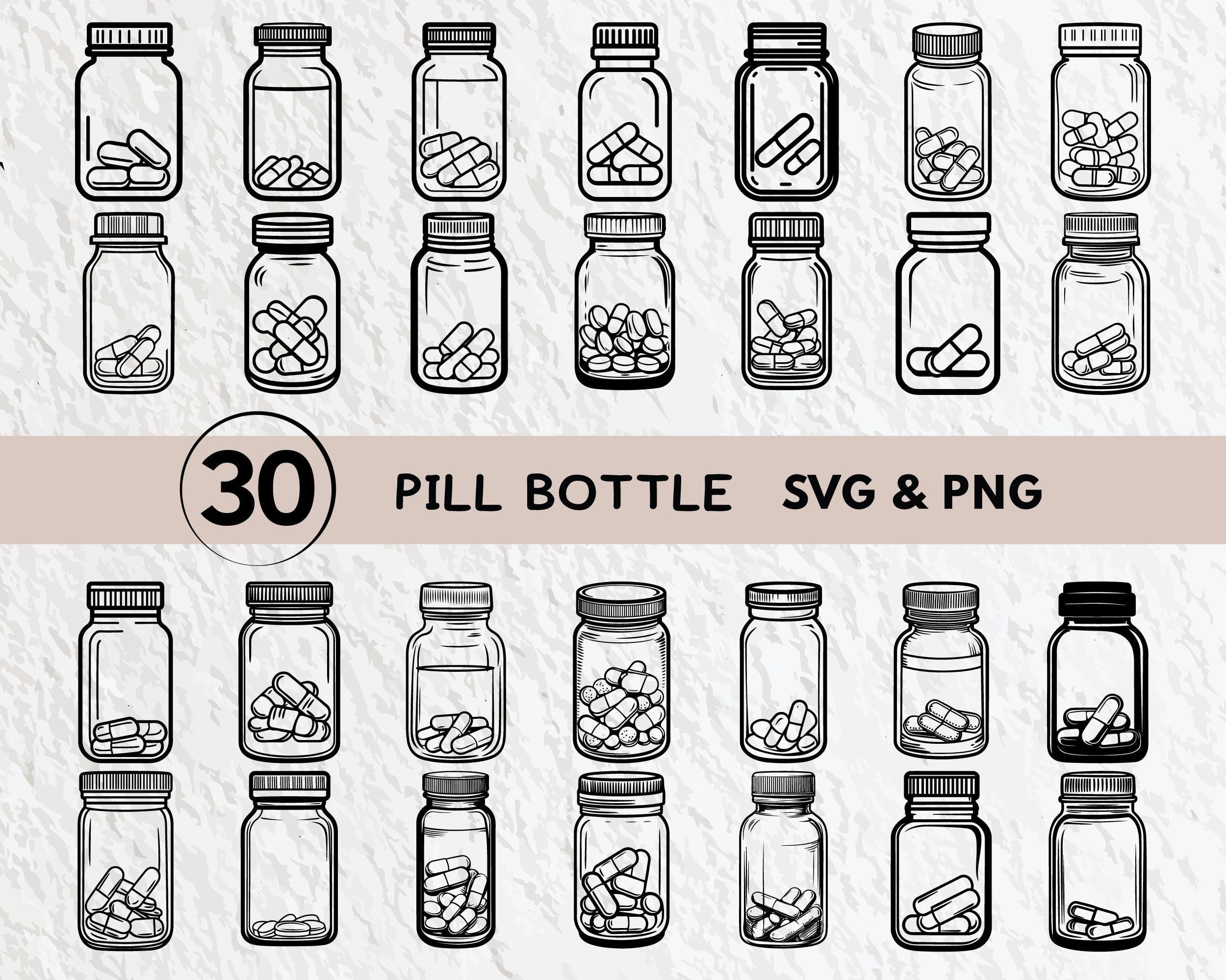 Pill Bottle SVG Bundle: Clipart, Outline, Vector (digital Download) - Etsy