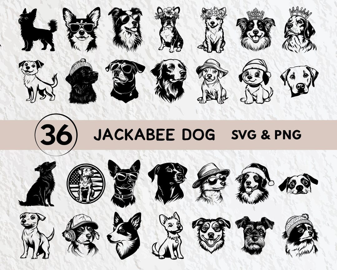 Jackabee Dog Svg Bundle, Jackabee Dog Silhouette, Jackabee Dog Clipart ...