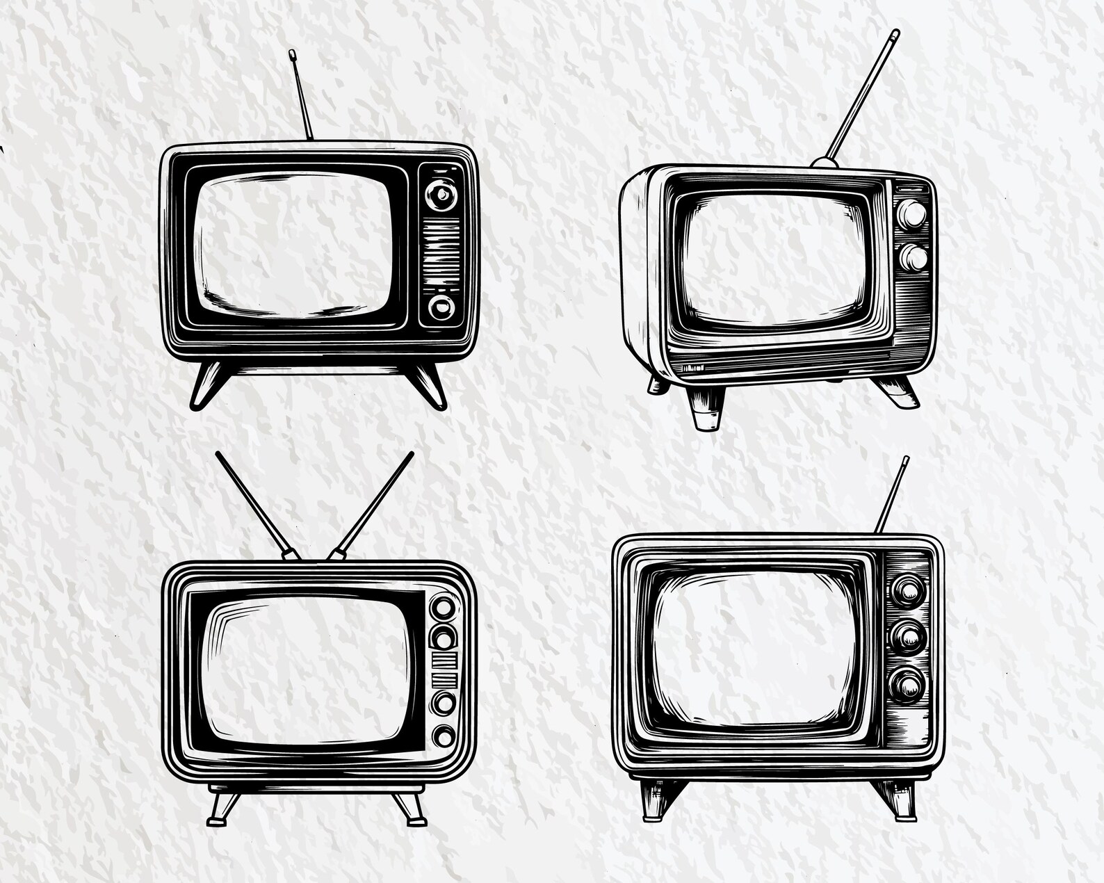 Retro Tv Svg Bundle, Retro Tv Silhouette, Retro Tv Clipart Png, Retro ...