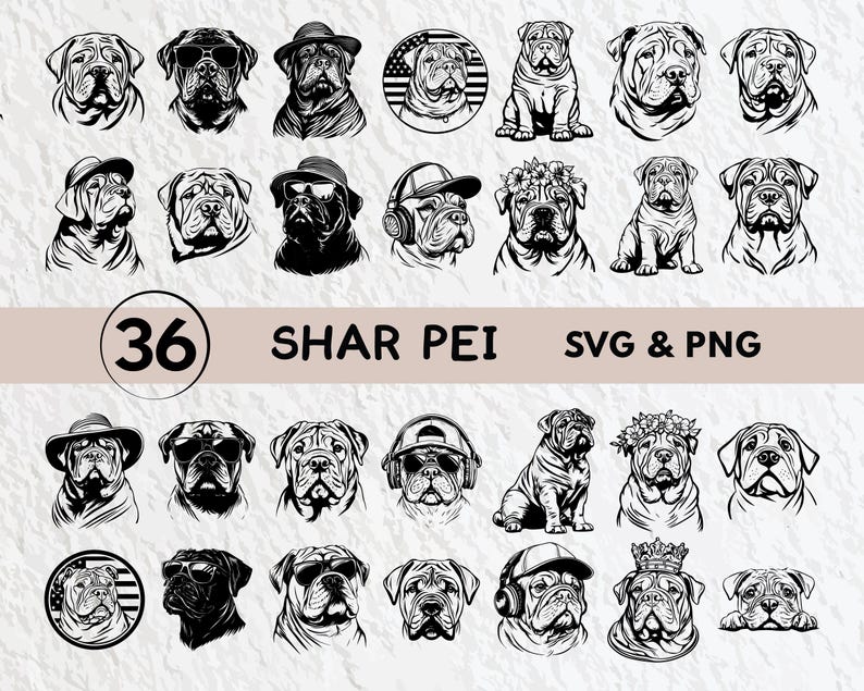Shar Pei Svg Bundle, Shar Pei Silhouette, Vclipart Png, Shar Pei ...