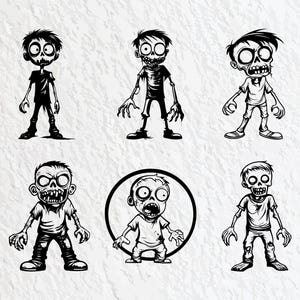 Cartoon Zombie SVG Bundle: Clipart, Silhouette, Outline (PNG, Cut Files ...