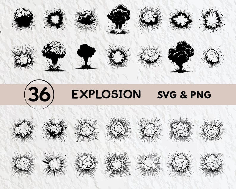 Explosion SVG Bundle: Silhouette, Clipart, Vector (PNG, SVG, Cut Files ...
