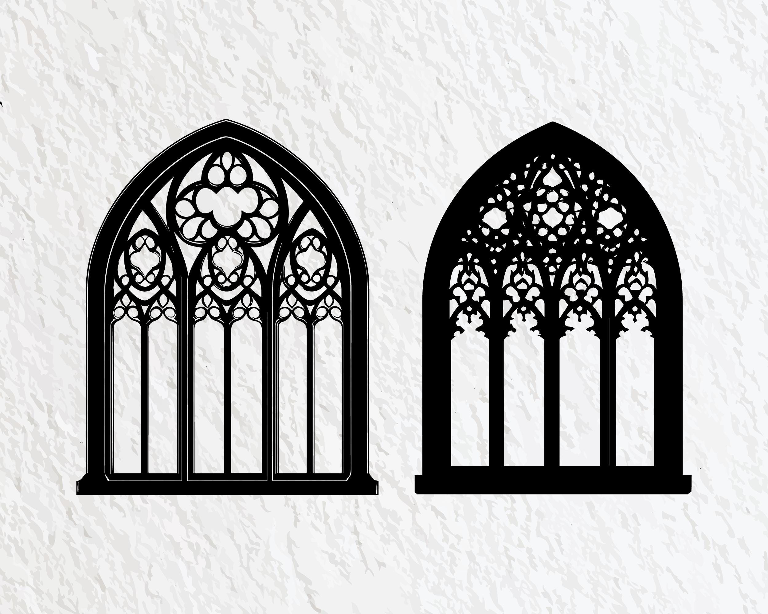 Gothic Window Svg Bundle, Gothic Window Silhouette, Gothic Window ...