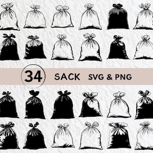 Sack Svg Bundle, Sack Silhouette, Sack Clipart Png, Sack Outline, Sack ...