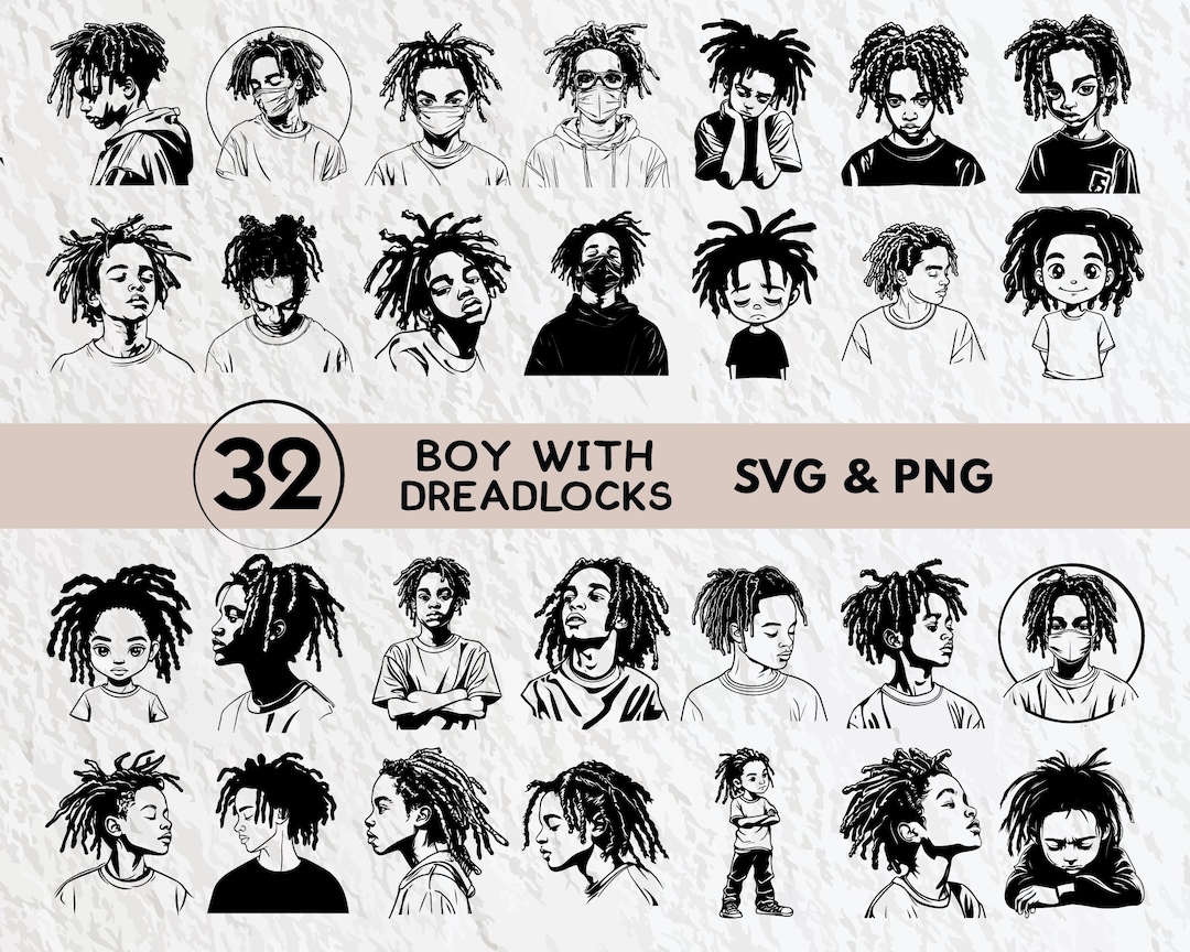 Boy With Dreadlocks Svg Bundle, Boy With Dreadlocks Silhouette ...