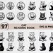 Cat Reading Book Svg Bundle, Cat Reading Book Silhouette, Cat Reading ...