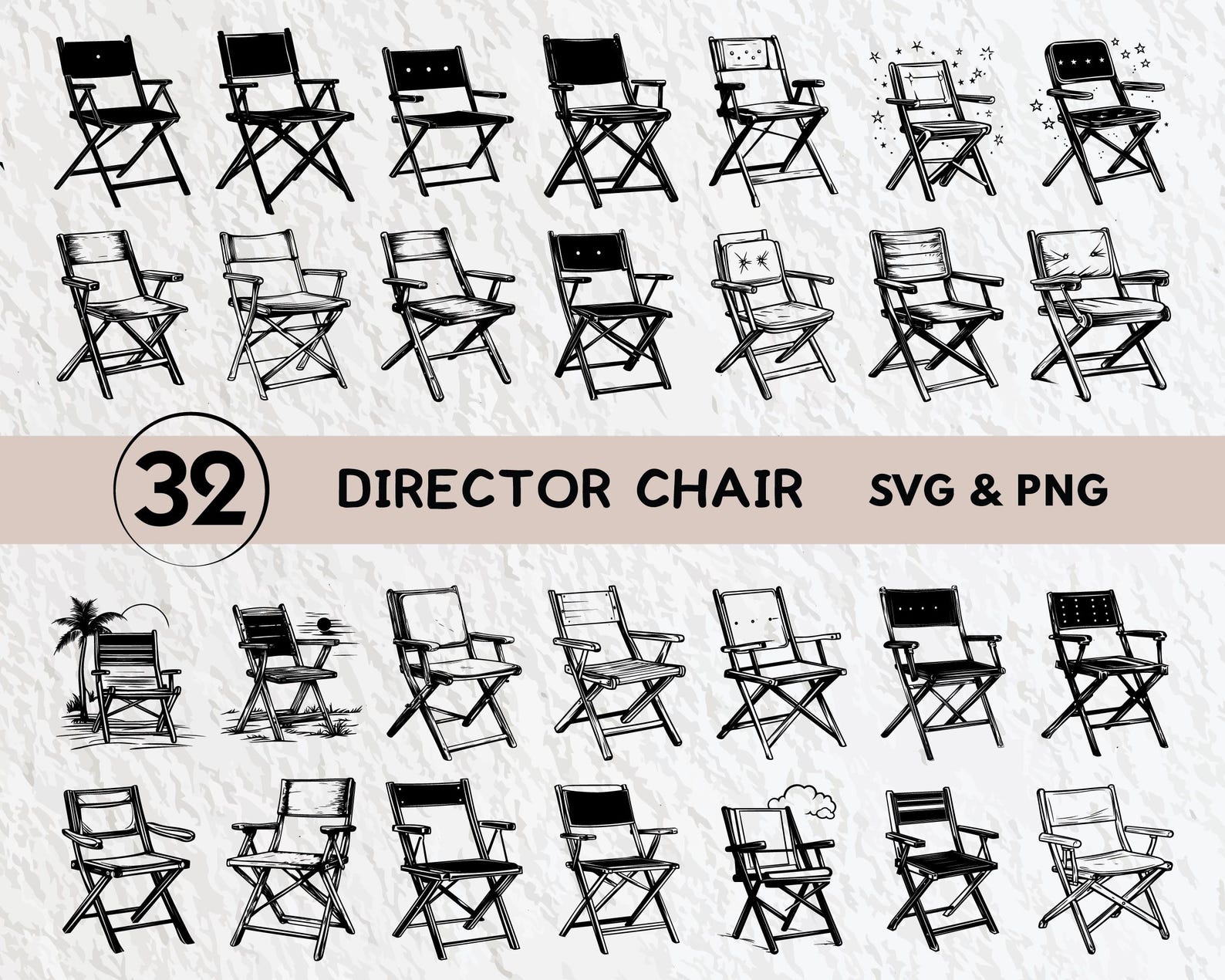 Director Chair SVG Bundle: Silhouette Clipart, Cricut Cut Files - Etsy