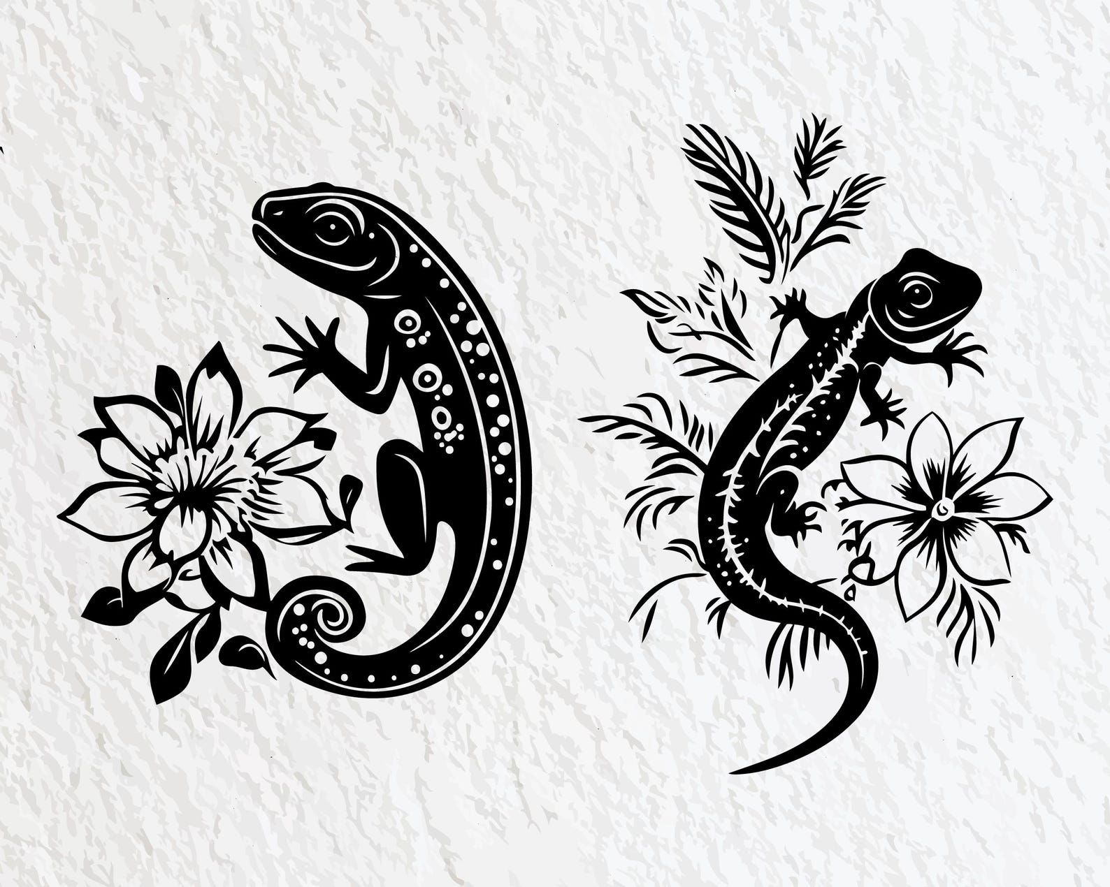 Salamander SVG Bundle: Silhouette Clipart, Vector Cut Files - Etsy