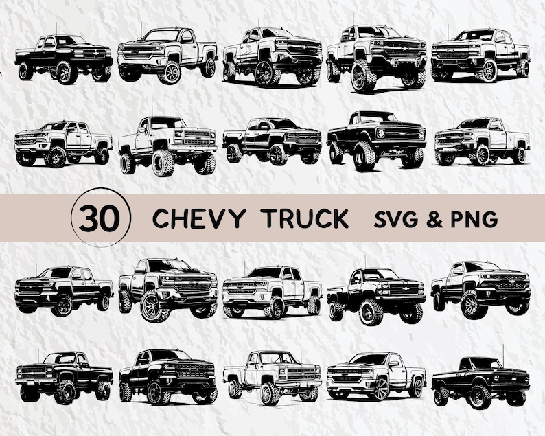 Chevy Truck SVG Bundle: Silhouette, Clipart, Vector (PNG, Cricut) - Etsy