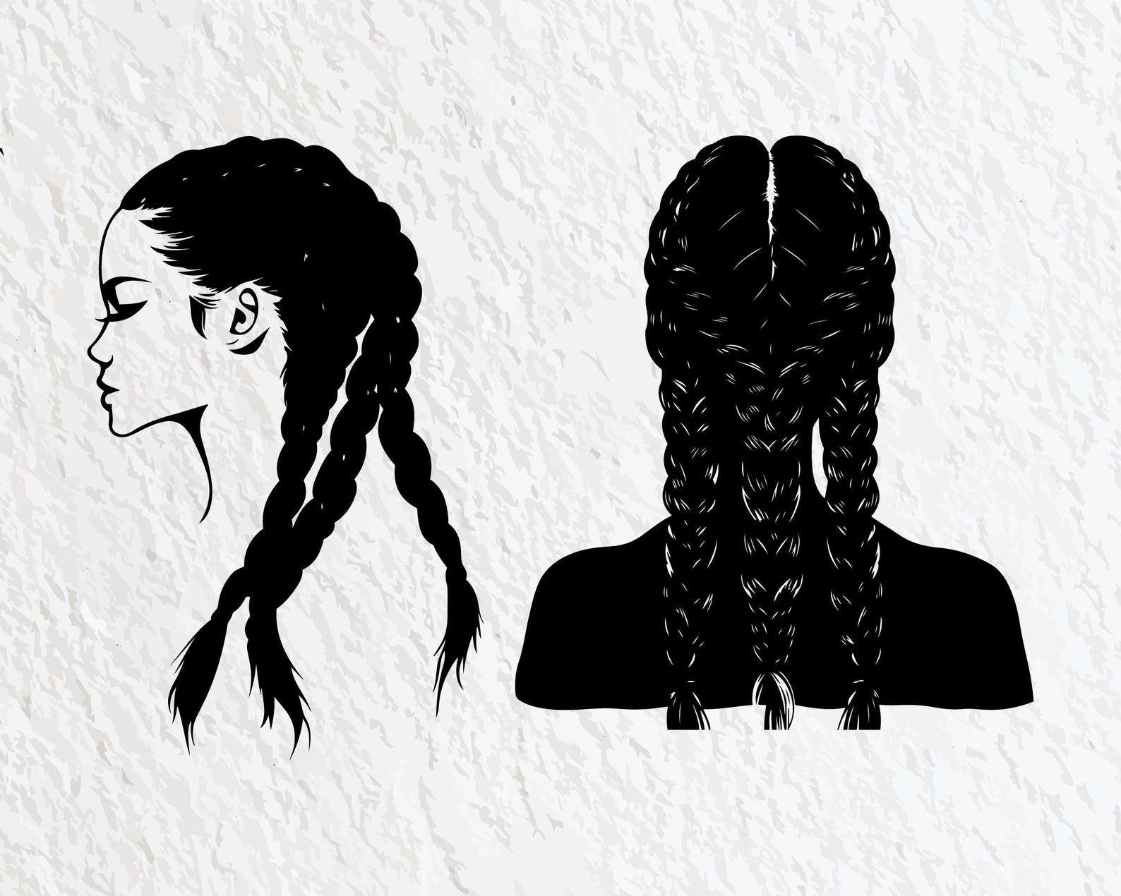 Braids SVG Bundle: Hairstyle Clipart, Logo & Icon (PNG, Vector) - Etsy