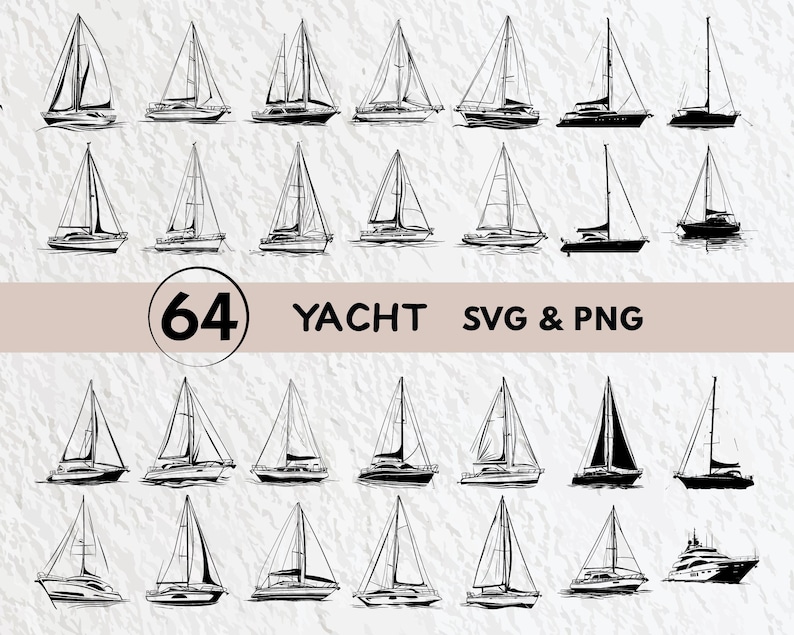 Yacht Svg Bundle, Yacht Silhouette, Yacht Clipart Png, Yacht Outline ...